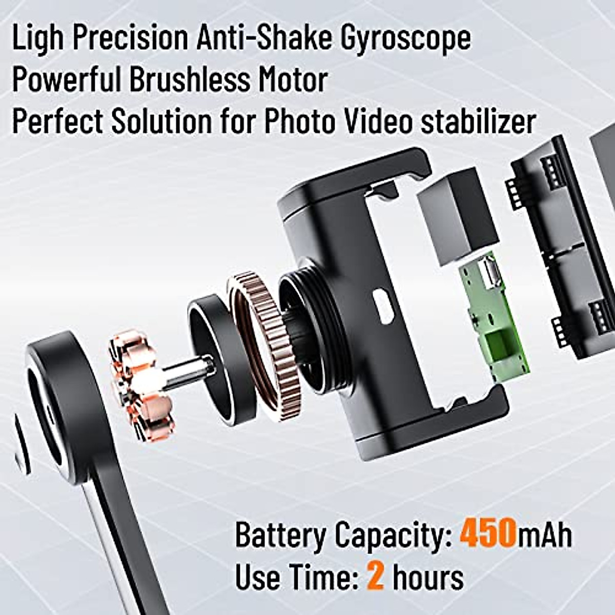 Gimbal Stabilizer for Smartphone with Extendable Selfie Stick and Tripod, 1-Axis Multifunction Remote 360°Automatic Rotation, Auto Balance for iPhone/Android Black