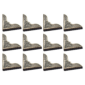 Mcredy Box Corner Protectors 1.6x1.6x0.4(LxWxH) Vintage Corner Guards with Mounting Screws, Bronze,Pack of 12