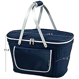 Picnic at Ascot Patented Collapsible Insulated Picnic Basket Equipped with Service For 4- Designed and Assembled in USA