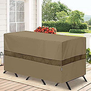SunPatio Outdoor Bar Set Cover 69 Inch, Heavy Duty Waterproof Bistro Table Cover for 3-Piece Table and Chairs, All Weather Protection Patio Furniture Cover with Air Vent, 69" L x 32" W x 30" H, Taupe