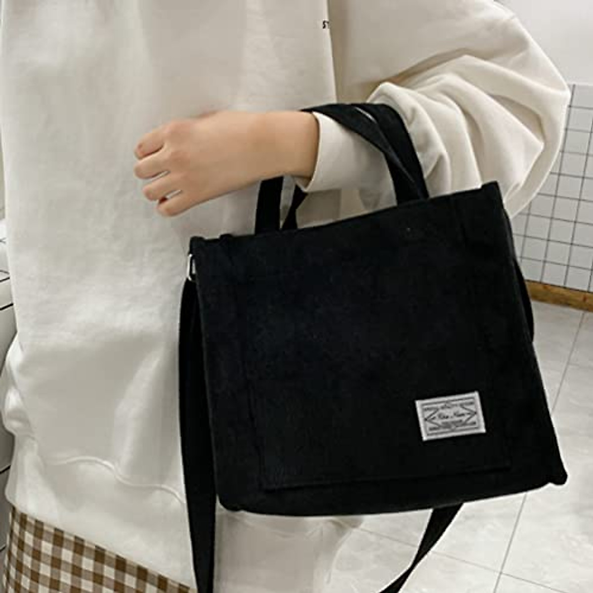 Abaodam Tote Bag for Women, Satchel Bag Handbag Crossbody Bag, Black