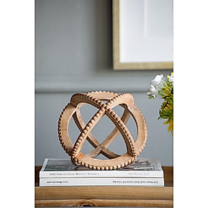 A & B Home 10 in W Round Natural Fir Wood and Resin Decorative Ball, Home Accent Décor