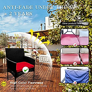 3 Pack Outdoor Cushions Replacement Covers Fit for 4 Pieces Wicker Rattan Patio Conversation Set Loveseat Chairs Sofa Furniture,Splashproof Fadeless,39x19.3x2,19.3x19.3x2,Red-Not Filler