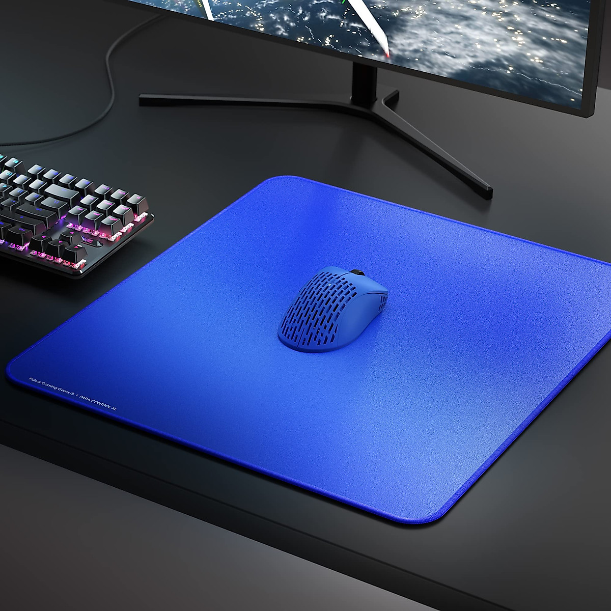 Pulsar - Paracontrol XL Esports Level Premium Gaming Mouse Pad V2 - Medium to High Speed Pad Stitched Edge Durable Hybrid Rubber Top Surface 16 x 18 in (XL, Blue)