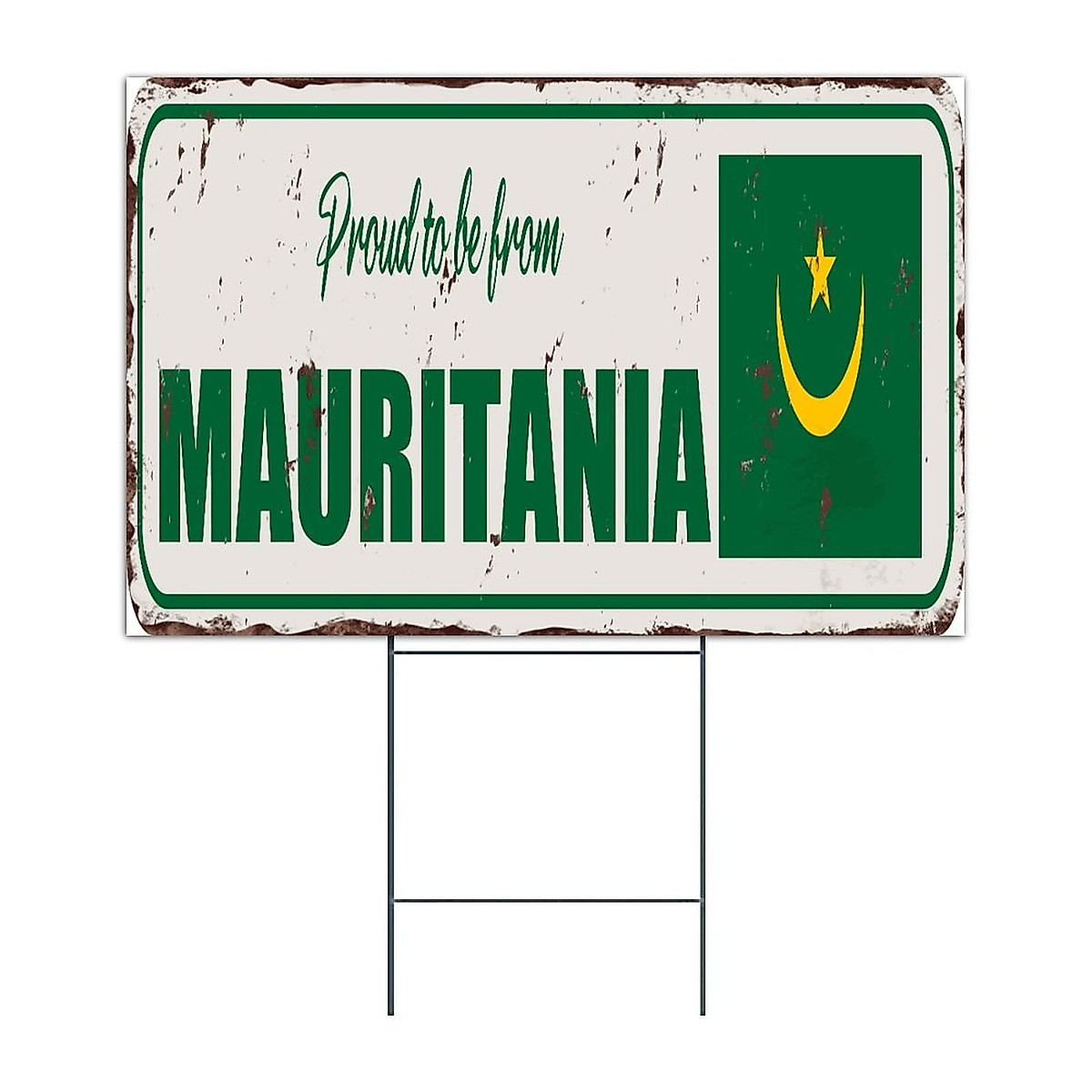 Autravelco Proud to Be from Mauritania Yard Signs with Stakes 12x18 Inch City Flag International Festival Customized Lawn Signs with Stakes for House Rent Outdoor Decoration