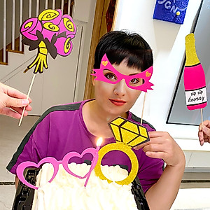 Hilsdun 20pcs Bridal Wedding Party Photo Booth Props Bridal Shower Decorations Gold Bling Selfie Props