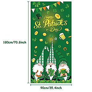 Happy St. Patrick's Day Door Cover Saint Patricks Gnome Banner Green Shamrock Decorations St Patricks Day Theme Banner Sign Irish Luck Day Outdoor Indoor Backdrop for Party Home Decorations Supplies