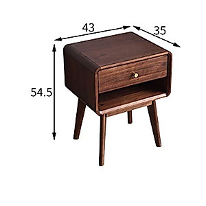 SJYDQ Nordic All Solid Wood Bedroom Bedside Table Home Log Bed Simple Storage Cabinet Walnut Color (Color : Black)