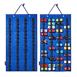 HUHYNN Display Case Compatible with 60 Hot Wheels, Hanging Organizer for Hot Wheels Matchbox Cars, Wall-Mount Display Case for Hot Wheels Fits for 60 for Hot Wheels Storage (Blue-60 Slots)