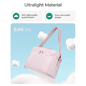 BAGSMART Lunch Box for Women Insulated Lunch Bag Cute Puffer Lunch Tote Bags Lightweight Quilted Reusable Cooler for Work Picnic or Travel (Dusky Pink)