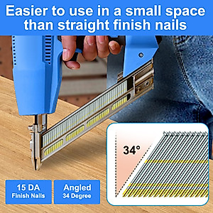 SimCos 15 Gauge 34-Degree DA Series Angled Finish Nails, (1-1/4", 1-1/2", 2", 2-1/2"), Galvanized Assorted Size Project Pack for Pneumatic, Electric Angled Finish Nailer or Nail Gun (Assembly 1200)