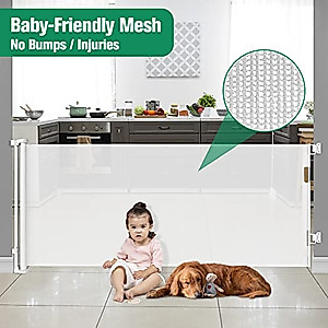 110 Inch Extra Wide Baby Gate for Large Openings Retractable Baby Gates Indoor Outdoor Extra Long Baby Gate for Doorway Stair Gates for Kids or Pets Extra Large Dog Gate for Stairs (35"Tallx110"Wide)