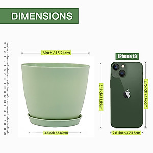 SwinDuck 6 Inch Plant Pots, 12 Pack Plastic Planters Modern Flower Pot with Drainage Holes and Saucers for All House Plants, Herbs, Flowers and Seeding Nursery, Colorful