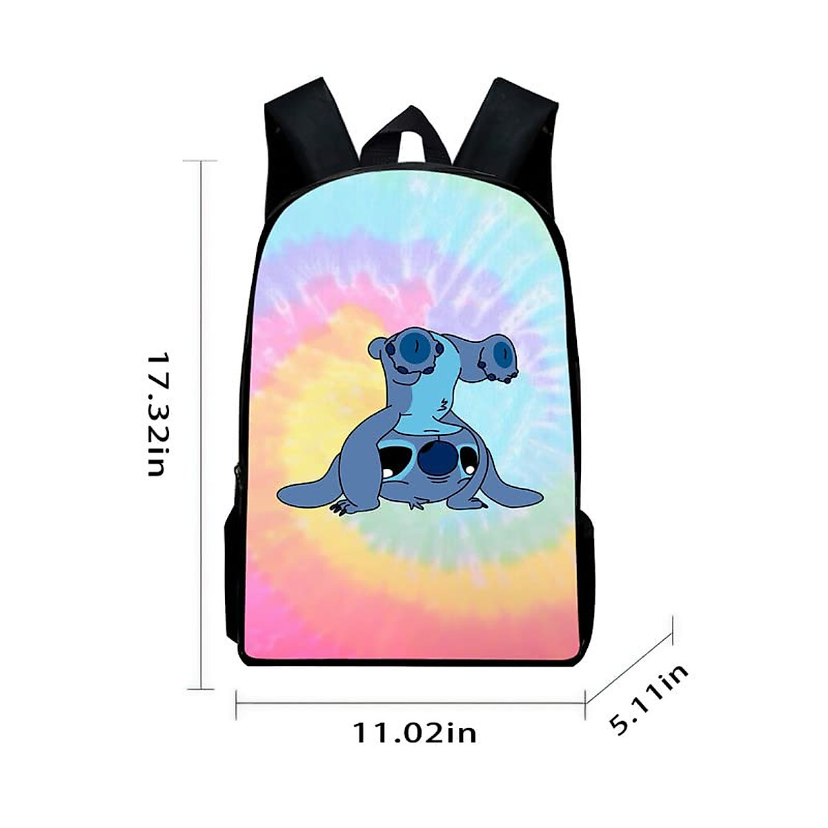 17 Inch Cartoon Backpack Girl Stitch Daypack Teens Bookbag with Travel Bag, Lunchbag, Pencilbox for Boy College Office Picnic Travel