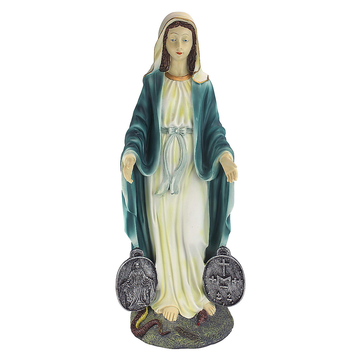 Design Toscano Miraculous Medal Madonna Virgin Mary Italian Style Religious Indoor/Outdoor Garden Statue, 23 Inch, Cast Stone Resin, Full Color Finish