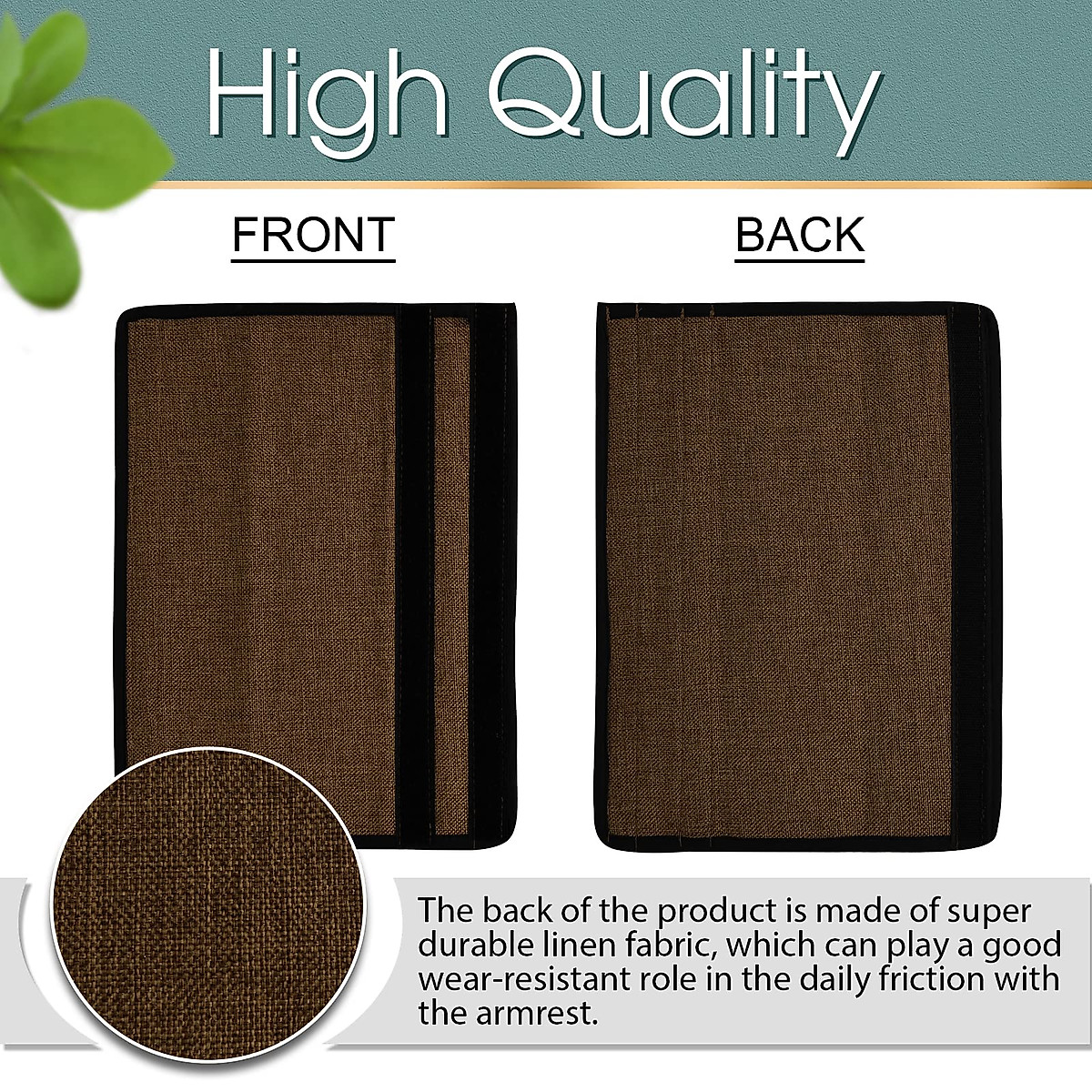 Joywell Linen Office Chair Armrest Pads, Adjustable Comfy Ergonomic Chair Arm Rest Covers, Removable Elbows Support and Forearms Pressure Relief, Set of 2, Chocolate