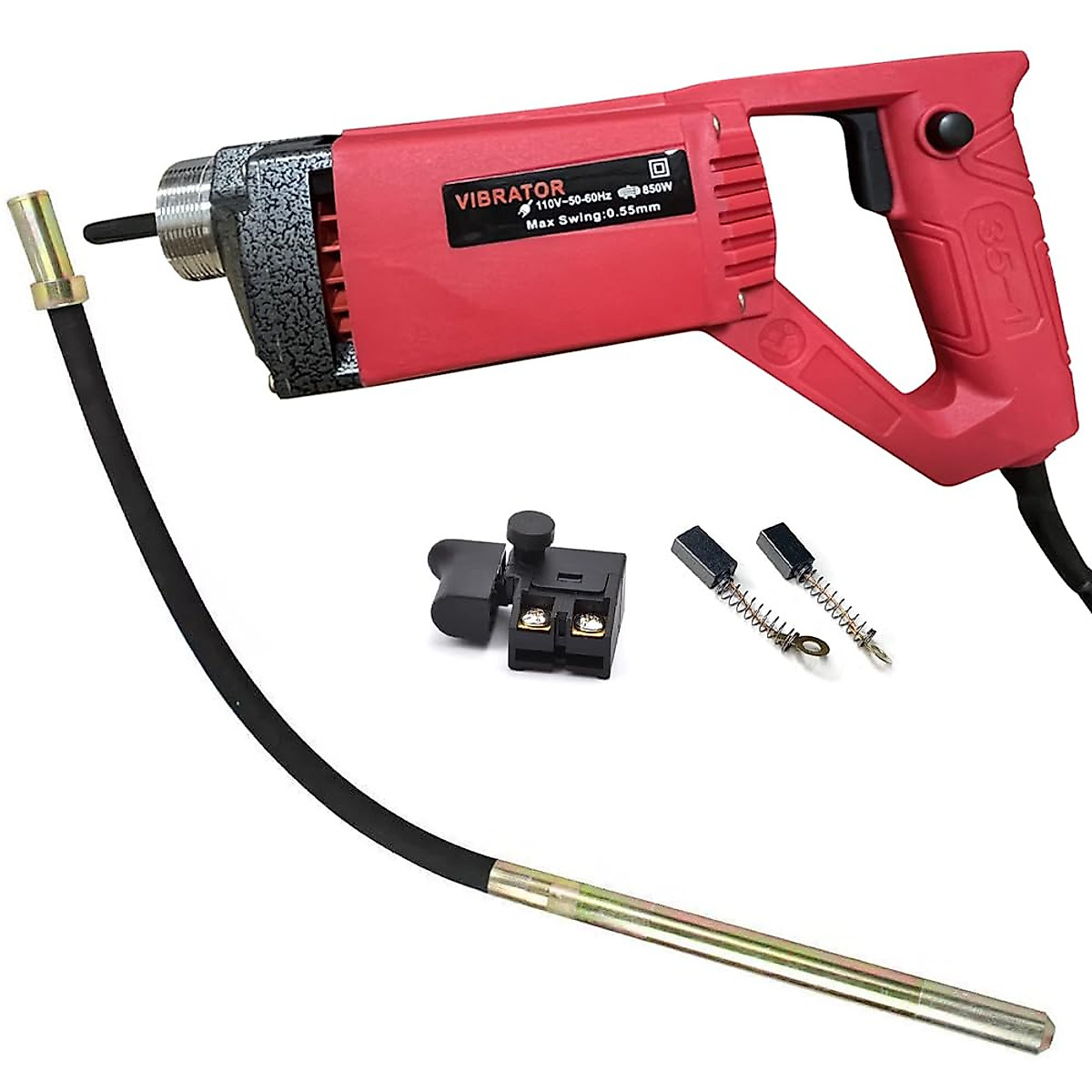 850W Handheld Electric Concrete Vibrator Vibrating Power Tool, Air Bubble Remover, 4.9 feet Flex Hose Immersion Shaft