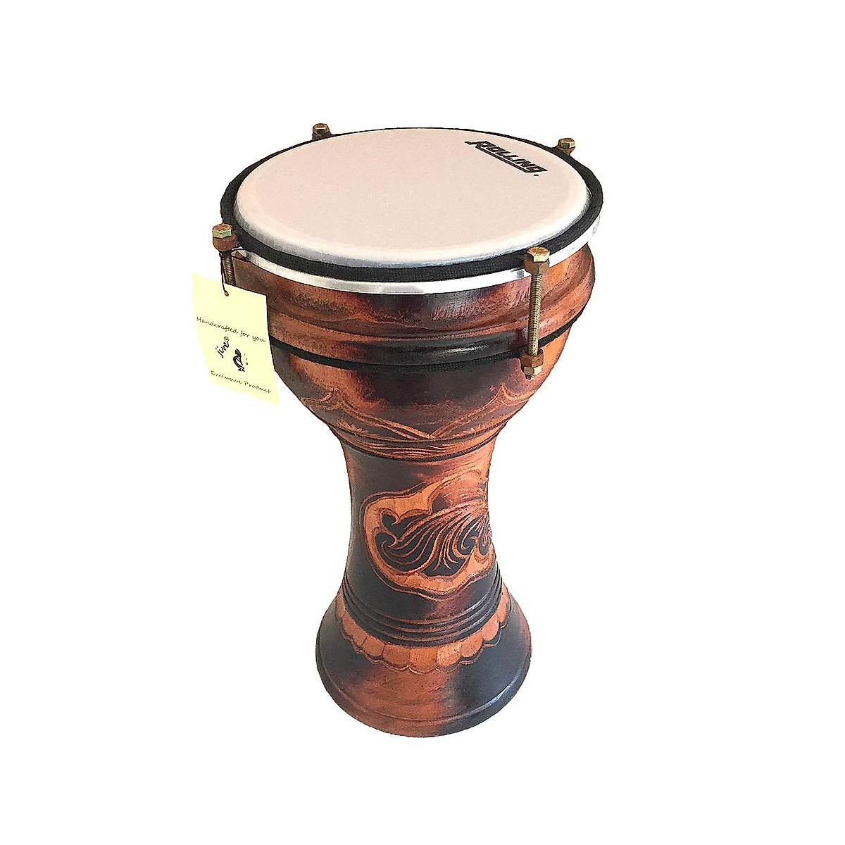 JIVE Djembe Drum Doumbek Darbuka Drum With Fiberskin Synthetic Head Bongo Congo African Solid Wood Drum Professional Quality/Sound 16" High - Includes Drum Bag