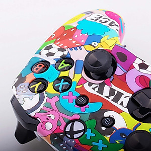 9CDeer 1 Piece of SiliconeTransfer Print Protective Cover Skin + 6 Thumb Grips for Xbox One/S/X Controller Grimasse