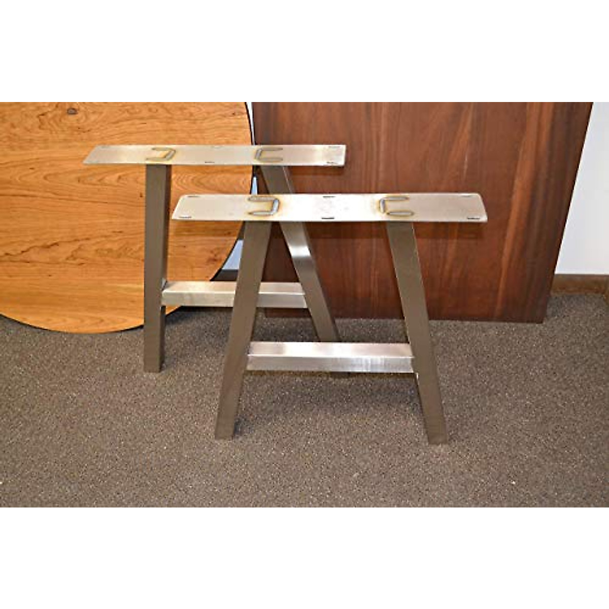 Brushed Stainless Table Legs, A-Frame Style - Any Size