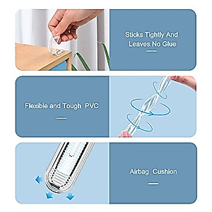 xuenair Clear Furniture Bumpers, Silicone Rubber Wall Protector from Chair Back, Adhesive Shower Door Bumpers for Cabinet Door Car Door Drawer Toilet Lid (2long2short,4)