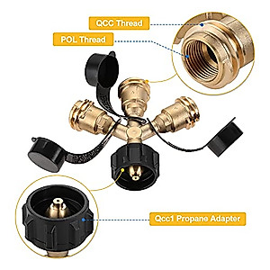 Lemfema Propone Splitter, Propane Tank 3 Y Splitter Adapter, 3 Way Propone Gas Splitter for Camping Stoves, BBQ Grills, RV Camper
