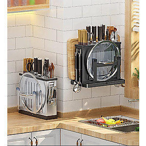 MYBAQ,Kitchen Knife Rack,Knife Holder for Kitchen Counter,Knife Rack,Knife Organizer,Stainless Steel Knife Holder,30 * 16 * 26.3cm,Features: Wall mountable Without Holes, Large Capacity