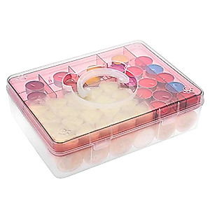 BTSKY 2-Tier Cute Bear Storage Box with Removable Divided Tray Portable Clear Plastic Art Craft Supply Organizer Stackable Home Office Supplies Storage Container for Pens Notes A4 papers etc (Pink)