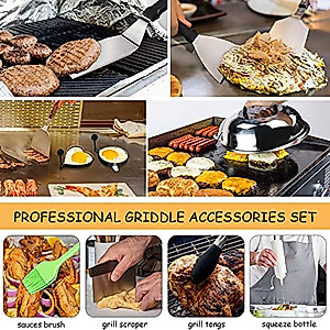 Acmind Blackstone Griddle Accessories Kit, 26 PCS Griddle Grill Tools Set for Outdoor grill and Camp Chef, Stainless Steel Flat Top Griddle Accessories Set with Spatula, Basting Cover and Carrying Bag