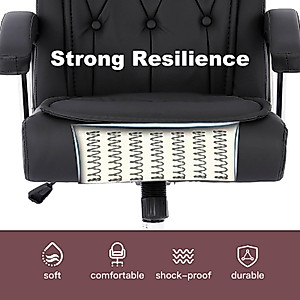 Hoxne Leather Executive Office Chair with Arms and Wheels, High Back Ergonomic Computer Desk ChairAdjustable Height Swivel Office Desk Chair, 350LBS Capacity (Black)