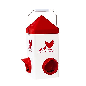 RentACoop Chick2Chicken 5lb 2-Port Feeder - Includes Anti-Roost Lid and Slider Port Covers - Suitable for Quail, Pigeons, Doves, Chicks, and Adult Chickens