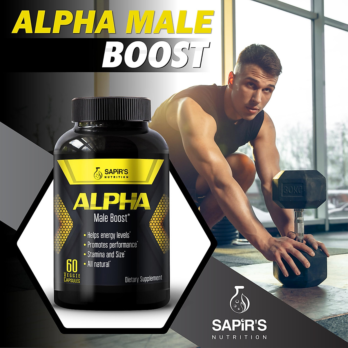 Alpha Enlargement Pills for Men - Increase 2 in 60 Days Male Enhancing Supplement - Horny Goat Weed Muscle Builder - Testosterone Booster for Men - Energy, Strength, Stamina, Endurance, Performance