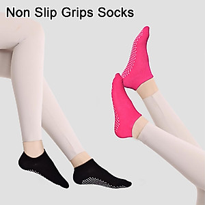 SkiBeaut Yoga Grips Non Slip Socks Pilates Anti Skid Sticky Grippers Ballet Barre Socks for Women 3 Pairs
