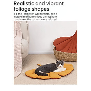 SSDHUA Cat Mattress Leaf Shape Cat Nest Cat and Dog Double-Sided Available Floor Mat Cover Pad Warm and Comfortable Cartoon Cat Bed Indoor Warm Accessories (Leaves)