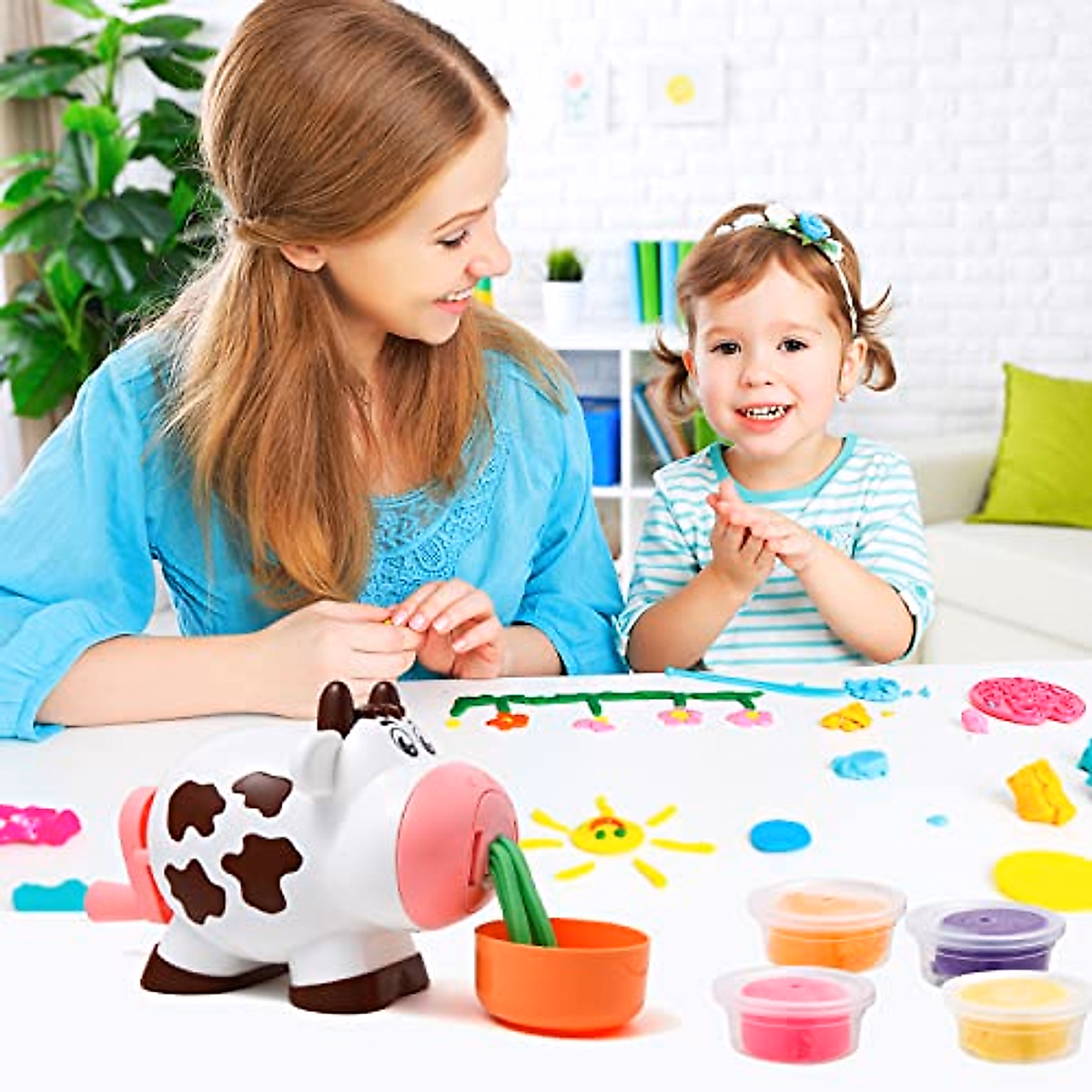 Color Play Dough Clay Set for Kids Toys, Jugar con la masa KitchenTools Creations Ultimate Cookie Noodle Ice Cream Maker Machine Playset for 3 4 5 6 7 8 Year Old Girls Boys Kids and Toddlers