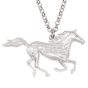 BONSNY Enamel Running Horse Necklace Pendant Chain Zinc Alloy Animal Lovers Design 18" (Blue)