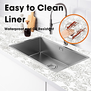 Gopas Drawer and Shelf Liner for Kitchen Cabinets Non-Adhesive, Non-Slip Cabinet Liner Shelf Paper Strong Grip Waterproof Easy to Clean for Kitchen Shelves Cupboard, Flower,12IN X 10FT