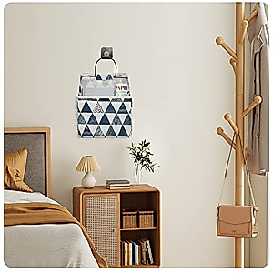 WisePoint Waterproof Wall Hanging Closet Organizer, Cotton Over The Door Organizer with Side Mesh Pockets, Large Capacity Hanging Basket for Bathroom, Bedroom, Kitchen, Office (Triangle)