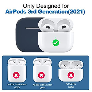 ATUAT AirPods 3 Case, Protective Silicone Cover for AirPods 3rd Generation Case 2021, Wireless Charging - Dark Blue