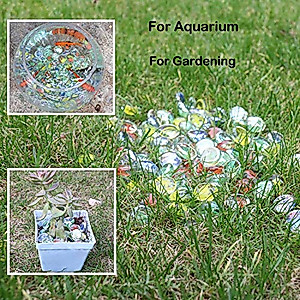 Flat Glass Marbles for Vases - 5 LB Cats Eyed Mixed Red Yellow Green Decorative Stone Beads for Vases, Crafts, Table Scatter, Aquarium Fish Tank Pebbles, Centerpieces, Gem Décor, Floral Displays