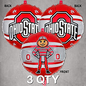 Havercamp Ohio State Balloons (3 Pcs)! Ohio State Party Supplies featuring Brutus the Buckeye. Constructed from Premium Mylar Material.