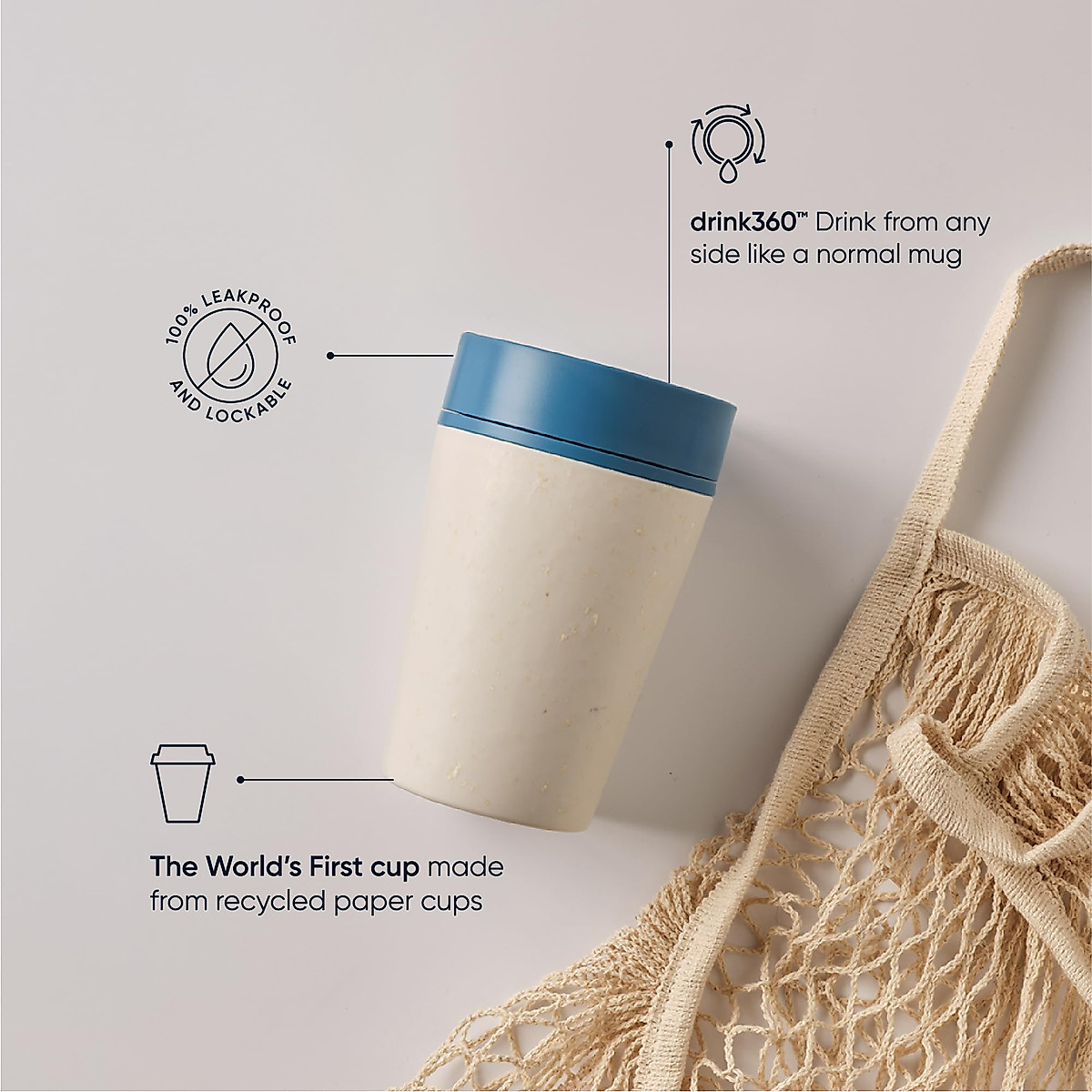 Circular & Co Insulated Reusable Coffee Cup - 8oz/227ml - Small Travel Mug - 100% Leakproof & Lockable - Push Top, One Hand Open, 360 Drinking Coffee Tumbler - Recyclable - BPA Free, Dishwasher Safe