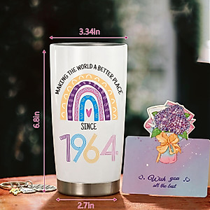 GINGPROUS 60th Birthday Gifts for Women, 1964 Birthday Gifts for Women, 60 Year Old Birthday Gifts, 60th Birthday Gift Ideas, 60th Birthday Decoration, 20oz Stainless Steel Insulated Tumbler with Lid
