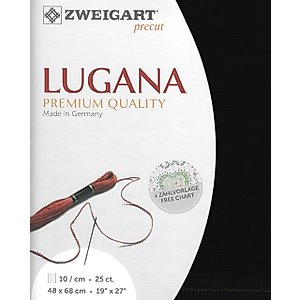 Precut Zweigart Lugana 25 Count Black 3835/720