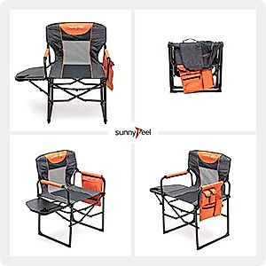 SUNNYFEEL Oversized Camping Directors Chair, Portable Folding Lawn Chairs for Adults Heavy Duty with Side Table,Pocket for Beach, Fishing,Picnic,Concert Outdoor, Foldable Camp Chairs