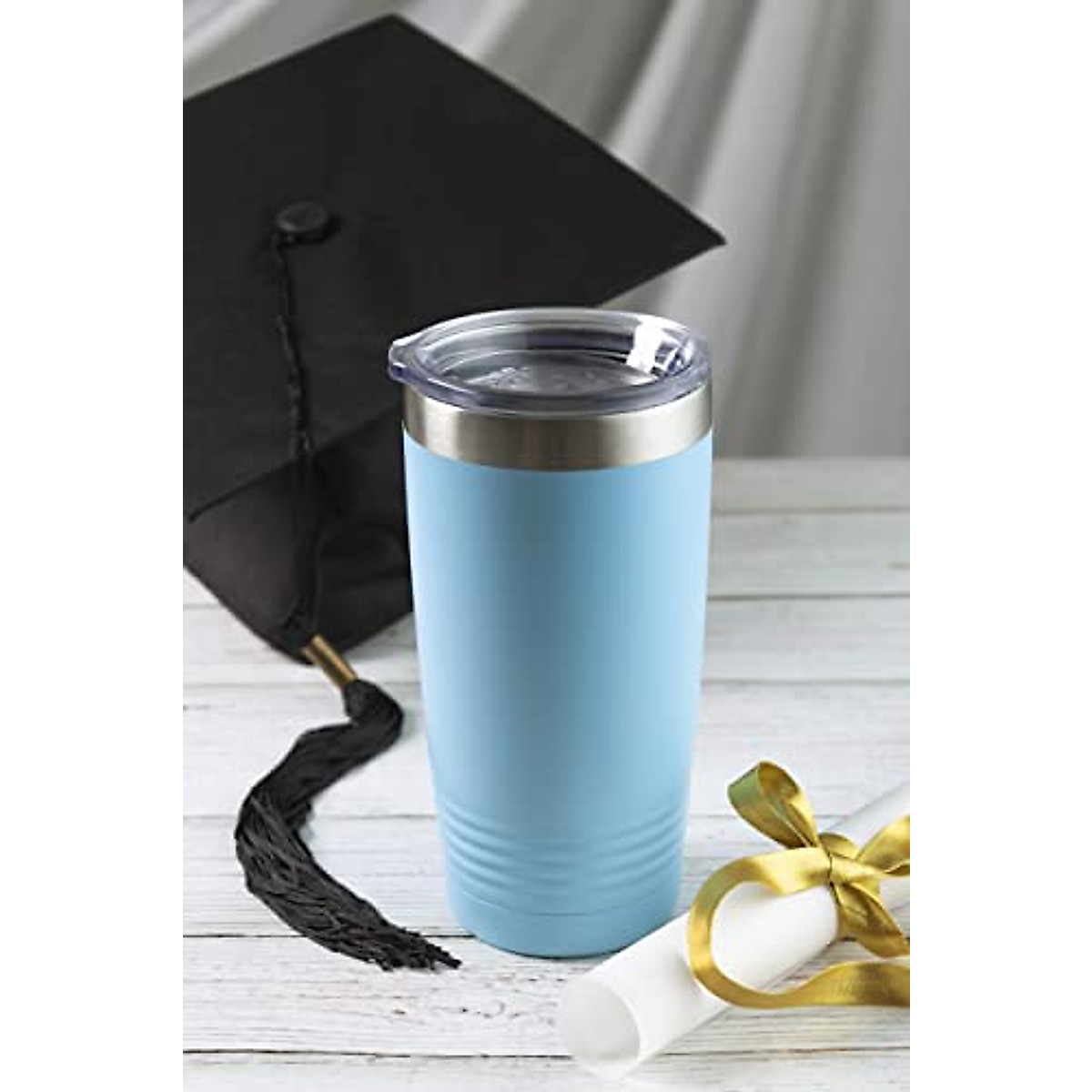 LaserGram 20oz Vacuum Insulated Tumbler Mug, Sign Language I Love You, Personalized Engraving Included (Coral)