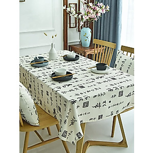 Rectangular Table Cover Chinese Characters Painting Waterproof Tablecloth Picnic Blanket Room Decor Aesthetic Kitchen Items M-3 140x200cm