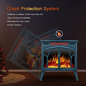 Rintuf Electric Fireplace Heater, 1500W Infrared Fireplace Stove with 3D Flame Effect, 5100BTU Electric Fireplace with Remote Control, Ideal for Indoor Outdoor Home Use