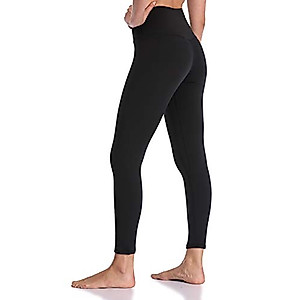 YUNOGA Women's Soft High Waisted Yoga Pants Tummy Control Ankle Length Leggings (XL, Black)