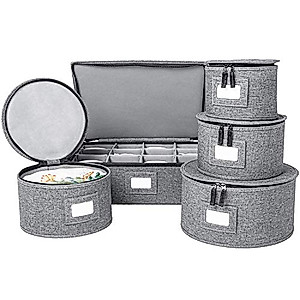 storageLAB Stemware Storage Cases (5 Piece Hard Shell Set for China Storage)